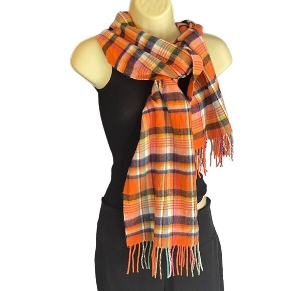 Payless | Accessories | Payless Shoe Source Orange Plaid Acrylic Scarf ...
